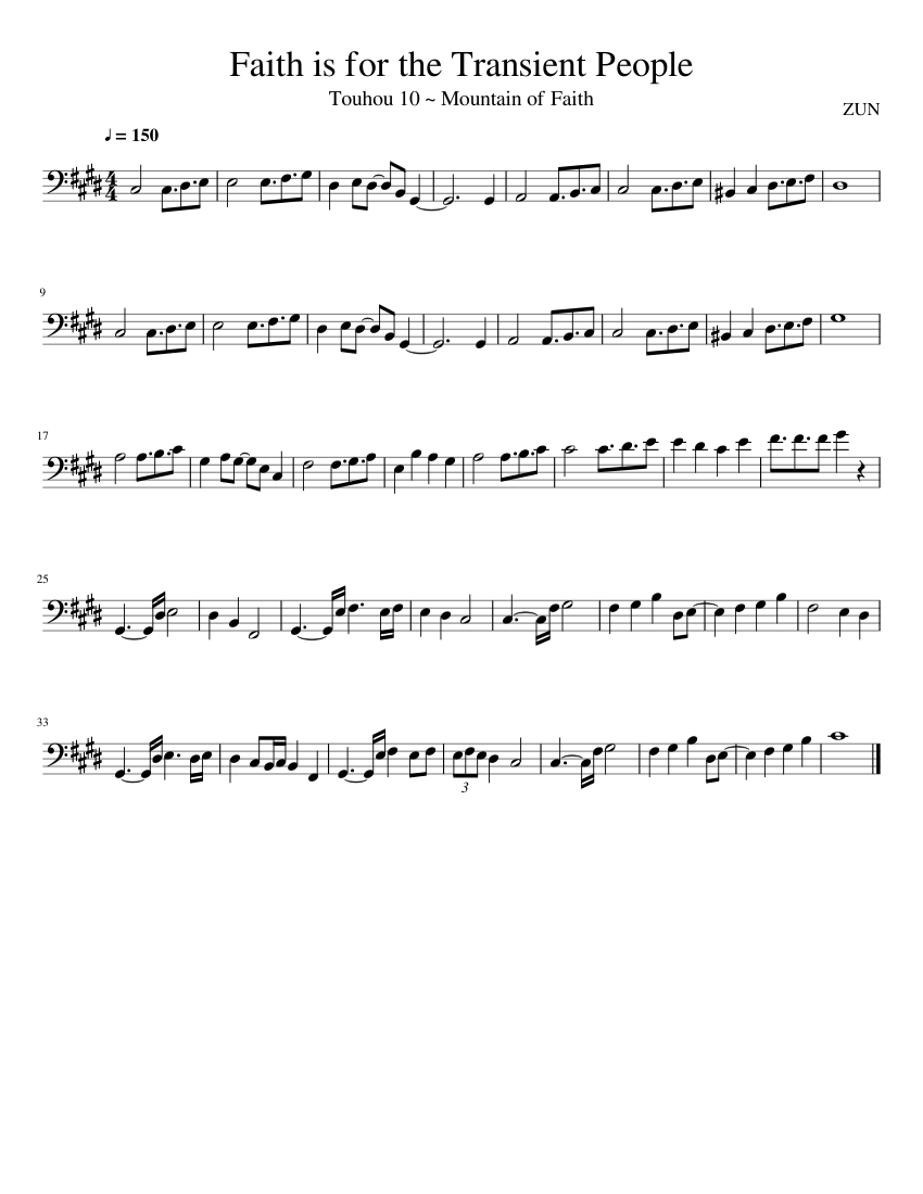 Touhou 10 ~ MoF: Faith is for the Transient People (short version, bass ...