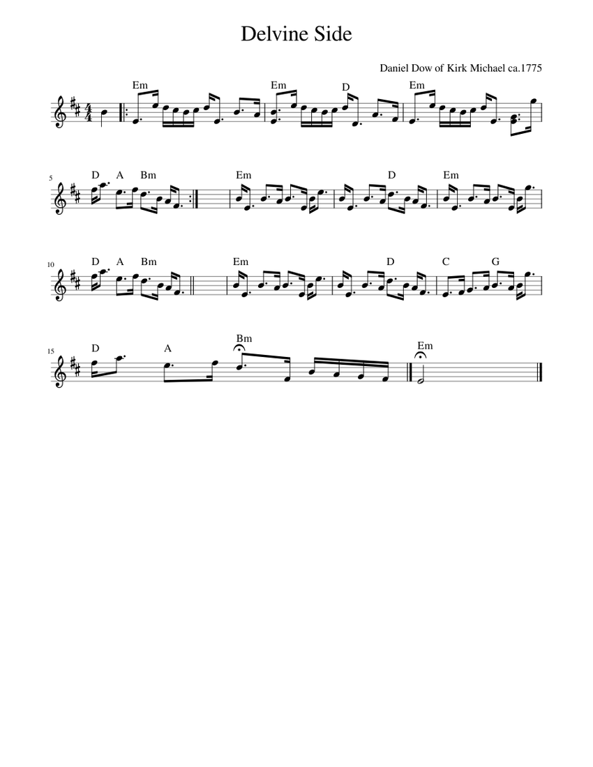 Daniel Dow of Kirk Michael - Delvine Side Sheet music for Piano (Solo ...