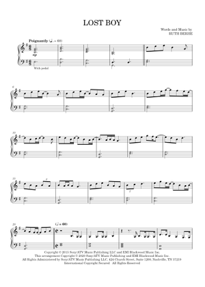Lost Boy - Ruth B Sheet Music for Piano (Solo) easy | MuseScore.com