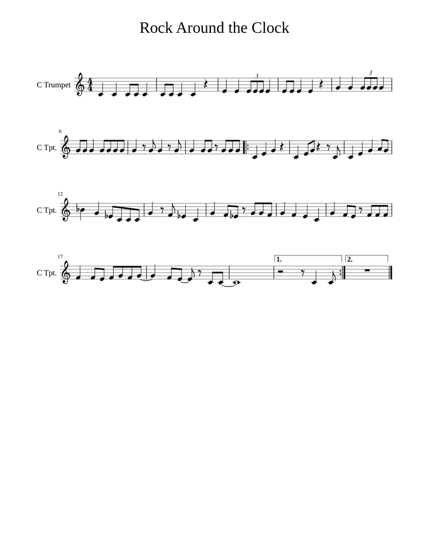 Rock Around the Clock Sheet music for Trumpet other (Solo) | Musescore.com