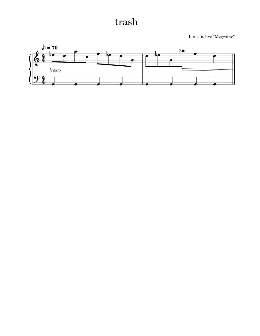 trash Sheet Music for Piano (Solo) easy | MuseScore.com