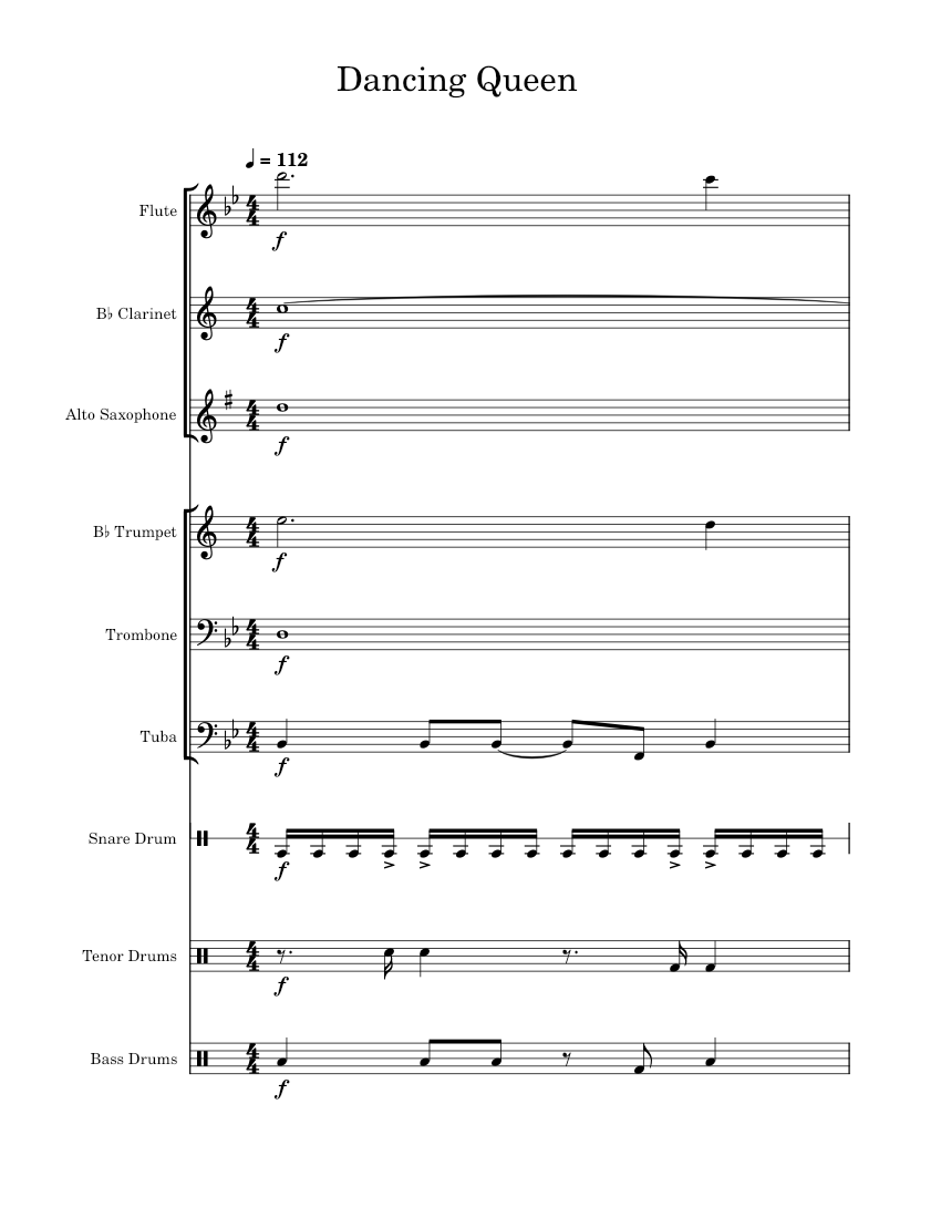 Dancing Queen -ABBA Sheet music for Trombone, Tuba, Flute, Clarinet in ...