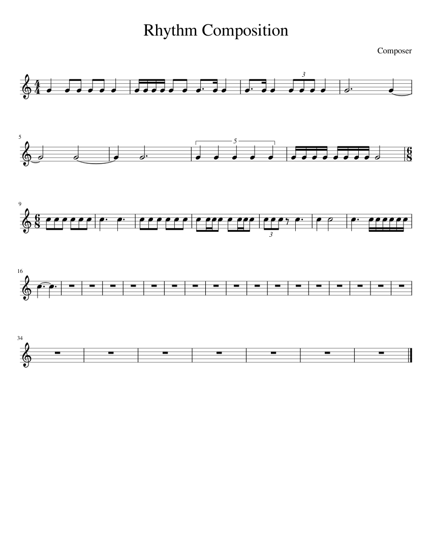 Rhythm Composition Sheet music for Piano (Solo) | Musescore.com