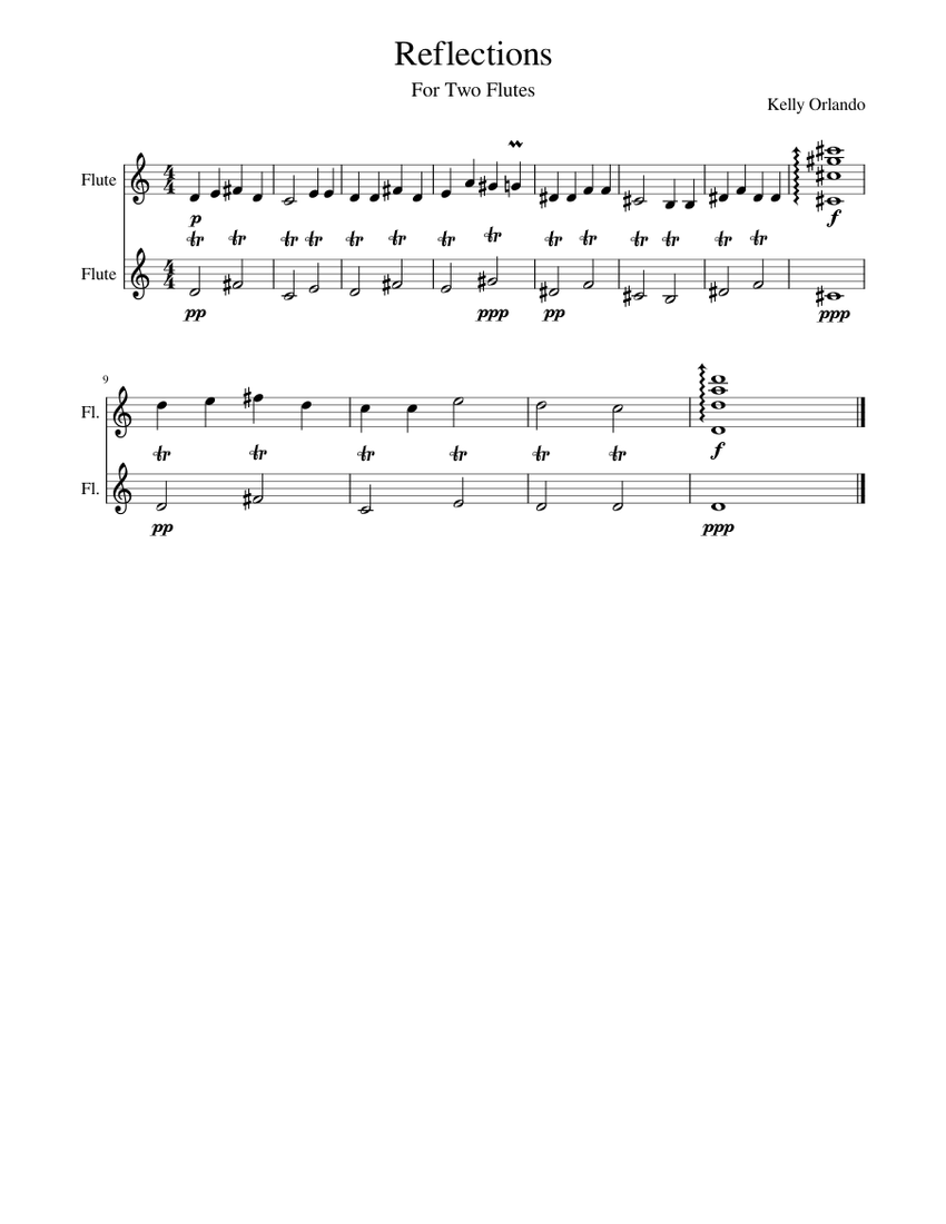 Reflections Sheet music for Flute (Woodwind Duet) | Musescore.com
