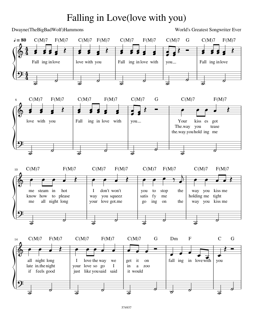 Falling in Love love with you Sheet music for Piano (Solo) Easy ...