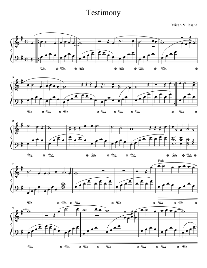Testimony Sheet Music for Piano (Solo) Easy | MuseScore.com