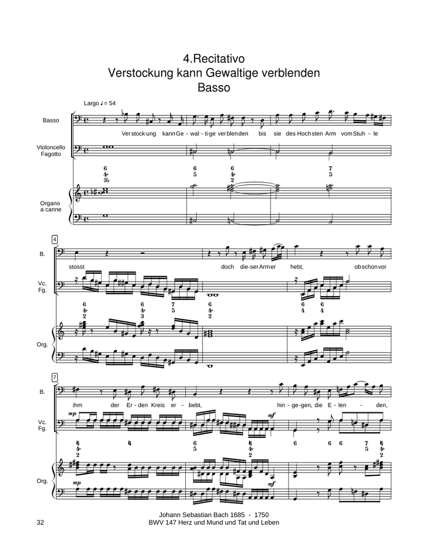 BWV 147 - J.S. BACH - 04 Verstockung kann Gewaltige verblenden Sheet ...
