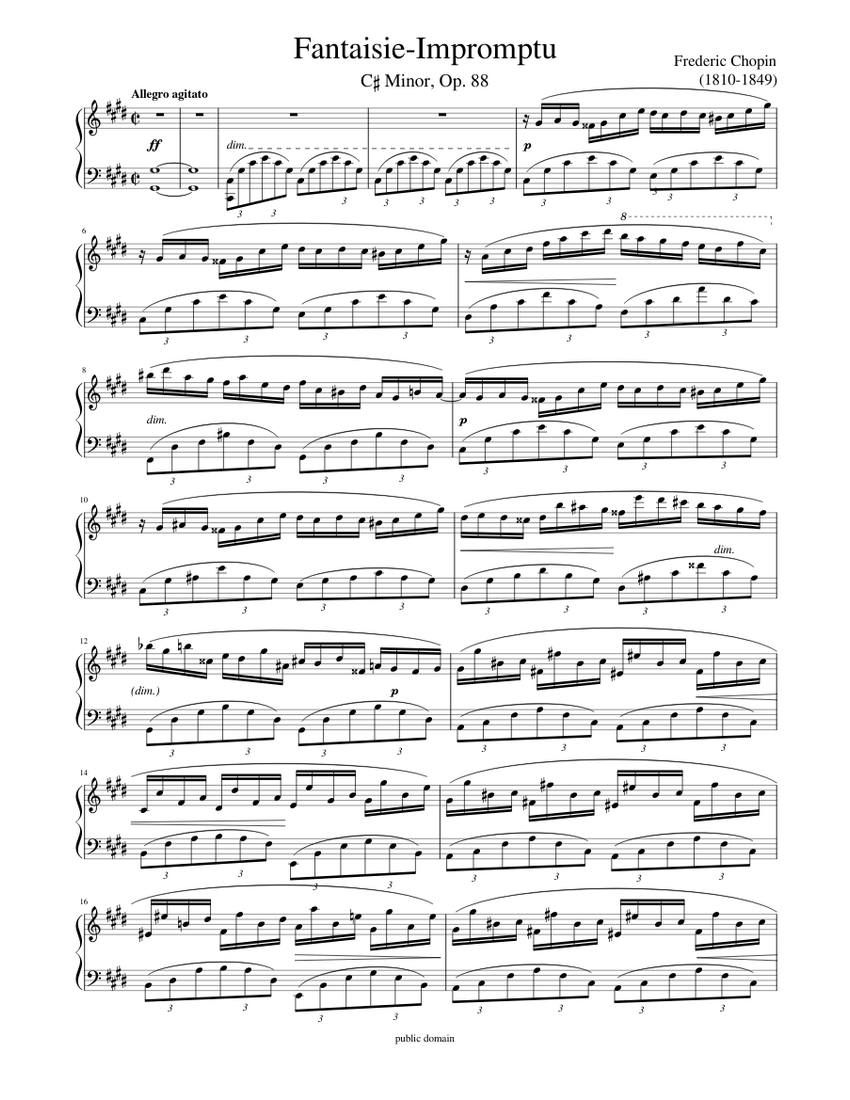 Chopin - Fantaisie-Impromptu Op. 66 Sheet Music for Piano (Solo ...