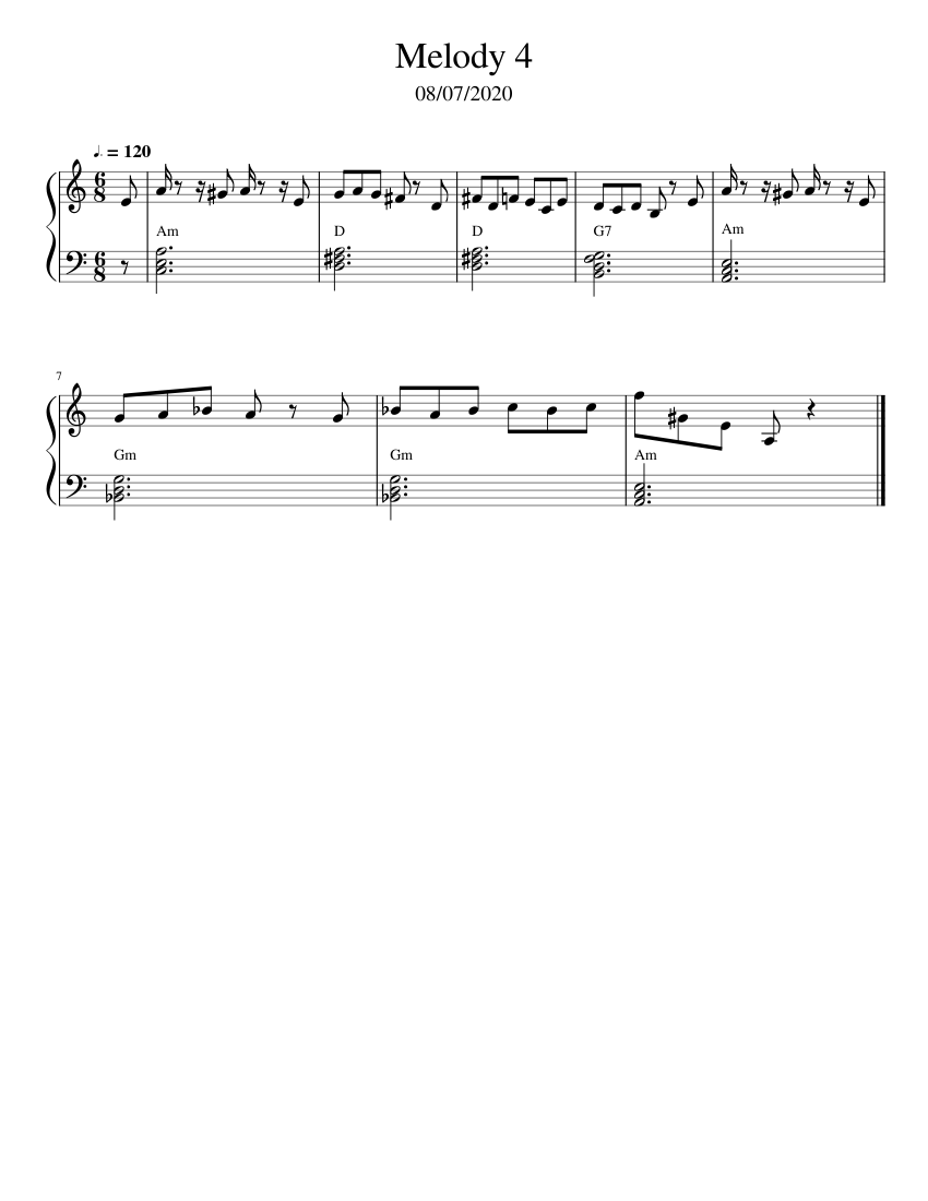 Melody 4 Sheet music for Piano (Solo) Easy | Musescore.com