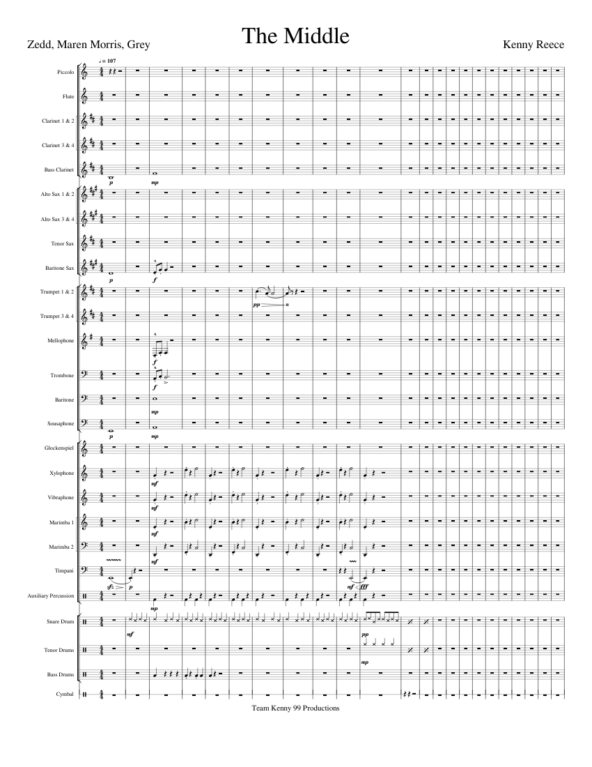 The_Middle Sheet music for Trombone, Tuba, Flute piccolo, Flute & more ...