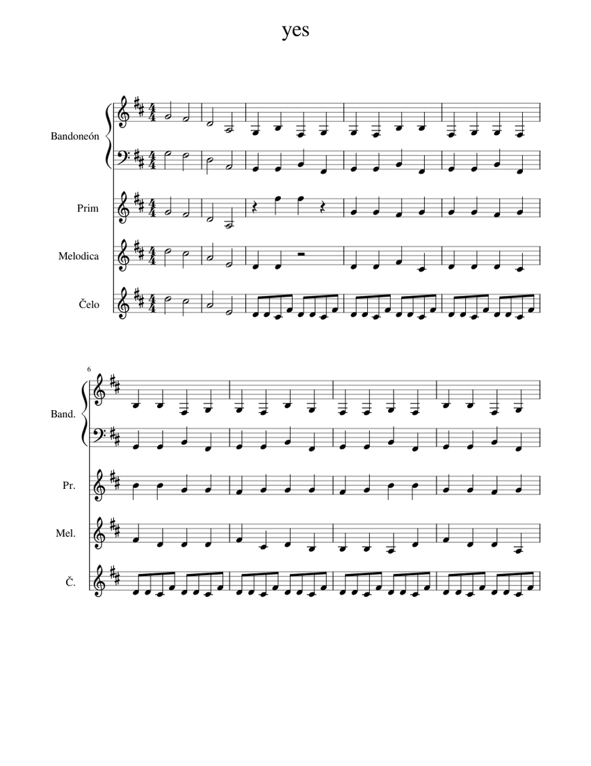 Yes (remake) Sheet music for Bandoneon, Melodica, Tambura (Mixed ...
