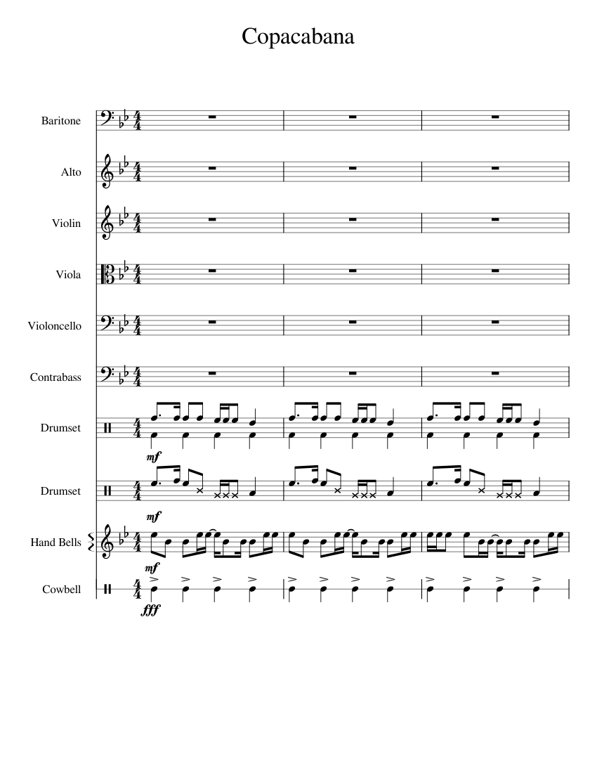 Copacabana Sheet music for Alto, Baritone, Contrabass, Violin & more ...