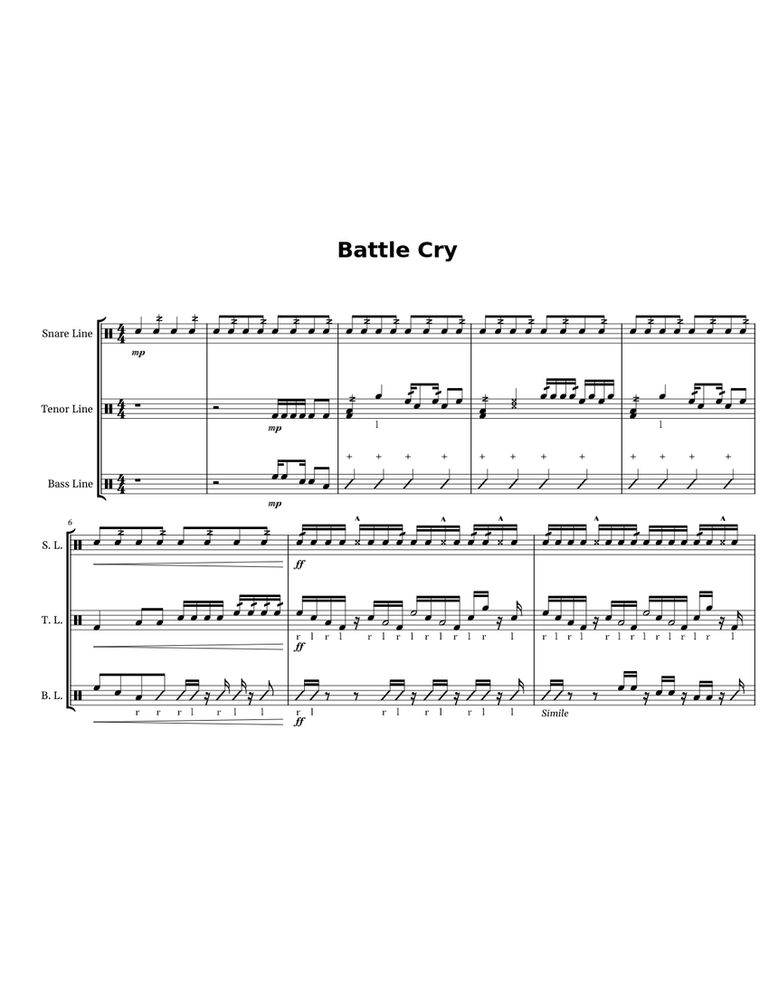 Battle Cry - David Caycedo Sheet music for Snare drum, Tenor drum, Bass ...