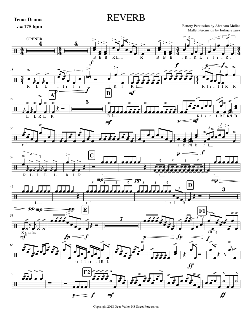 REVERB tenors Sheet music for Tenor drum (Solo) | Musescore.com