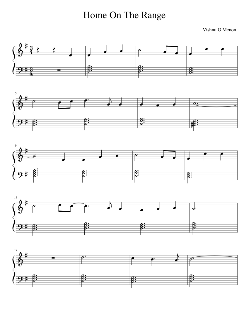 Home On The Range Sheet music for Piano (Solo) Easy | Musescore.com
