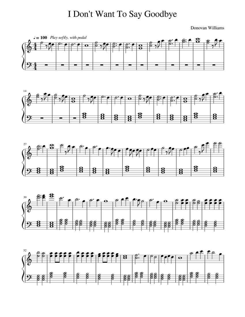I don't want to say goodbye Sheet music for Piano (Solo) Easy ...