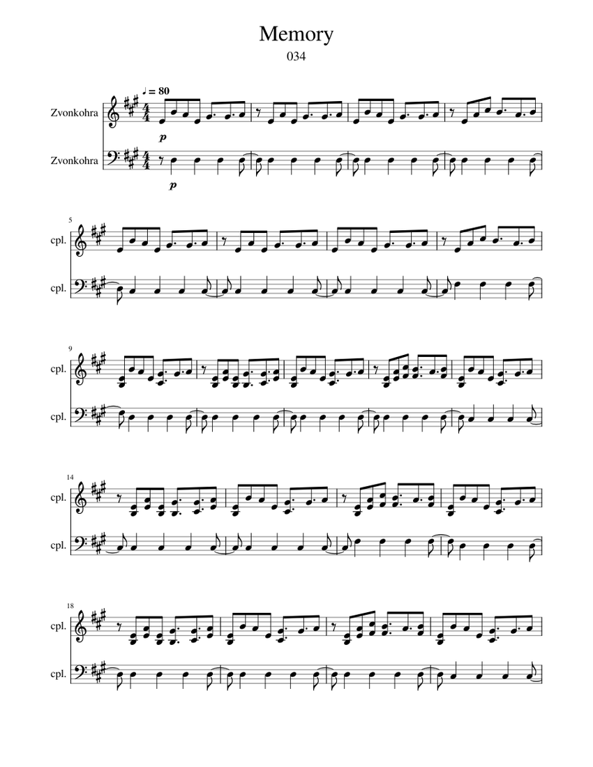 Memory - Undertale Sheet Music for Glockenspiel (Percussion Duet ...