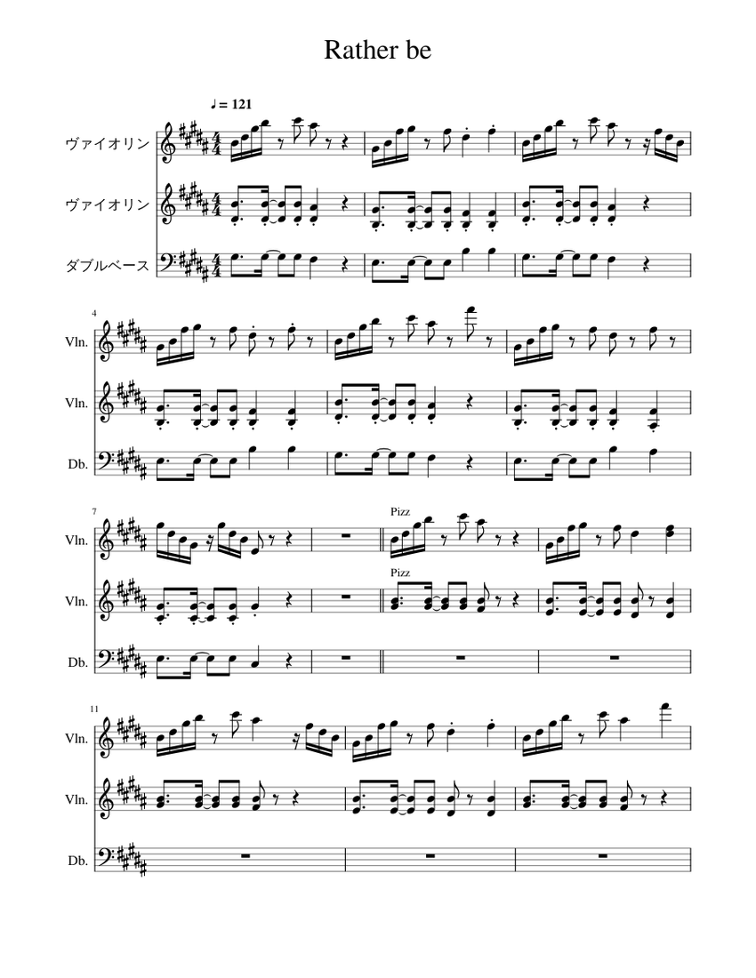 Rather be Sheet music for Contrabass, Violin (Mixed Trio) | Musescore.com