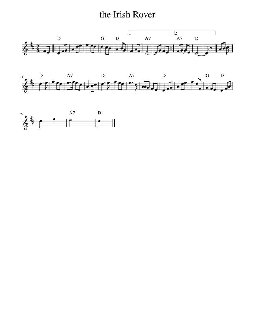 the Irish Rover Sheet music for Piano (Solo) Easy | Musescore.com
