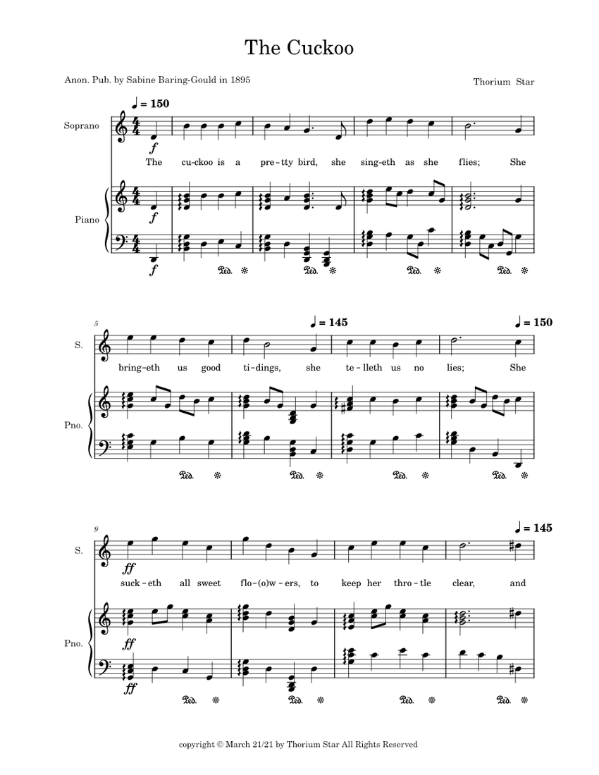 The Cuckoo, Music © by Thorium Star 2021 Sheet music for Piano, Soprano ...
