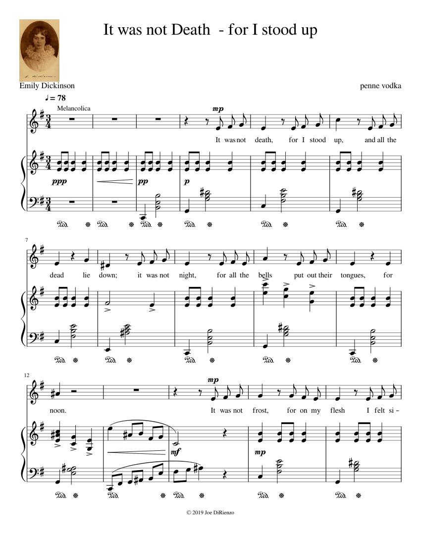 It was not Death - for I stood up Sheet Music for Piano, Vocals (Piano ...