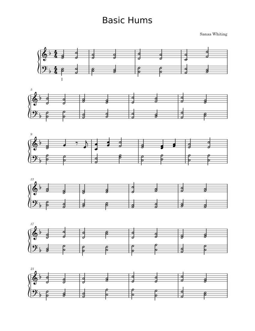Basic Hums Sheet music for Piano (SATB) Easy | Musescore.com