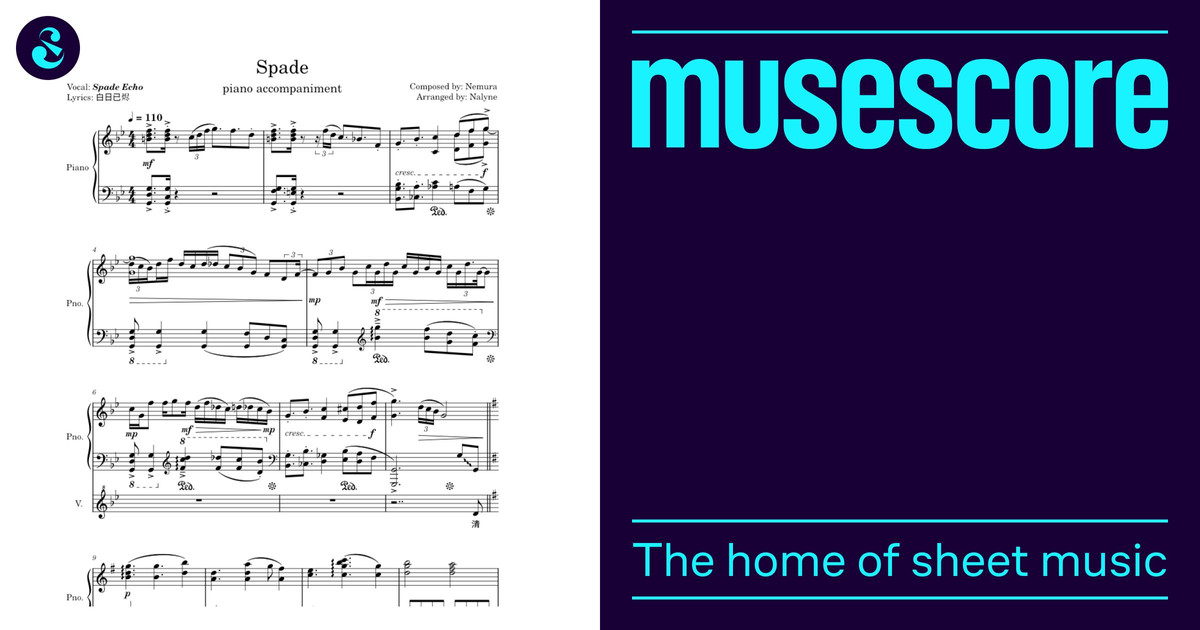 Spade – Spade Echo Sheet music for Piano, Voice (other) (Piano-Voice ...