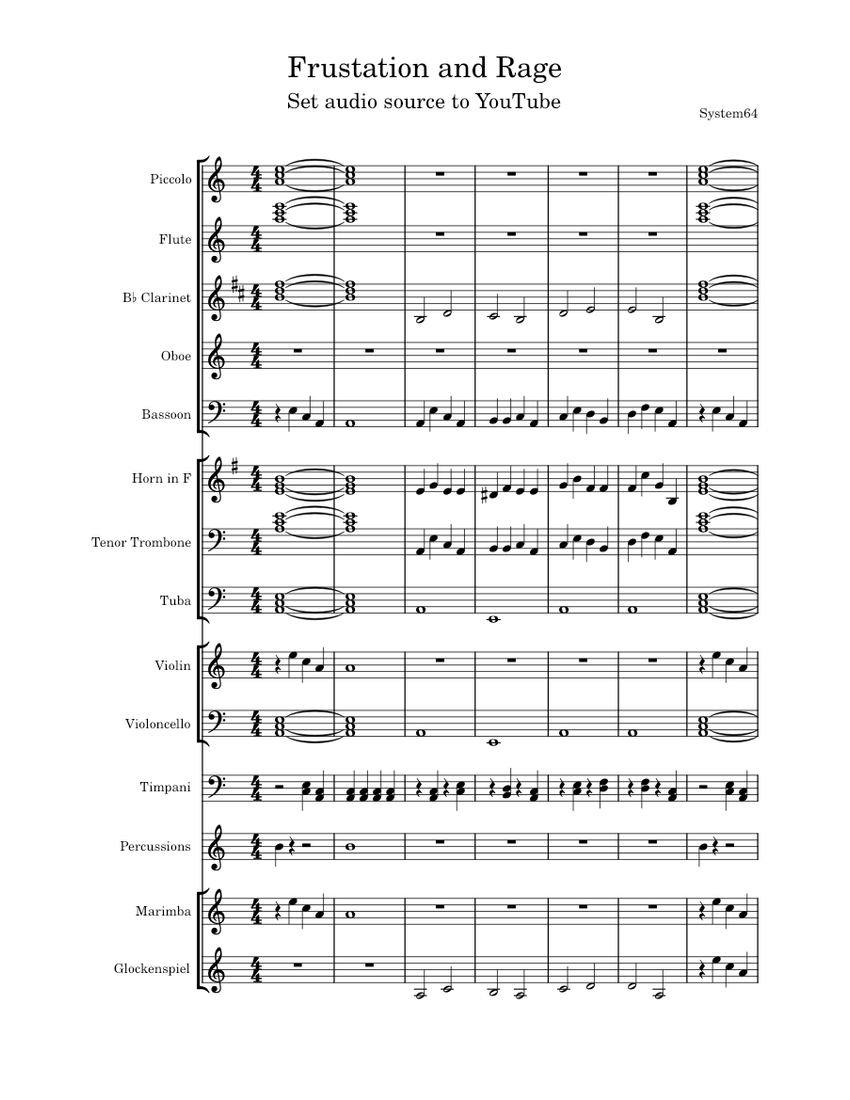 Frustation and Rage Sheet music for Tuba, Trombone tenor, Flute piccolo ...