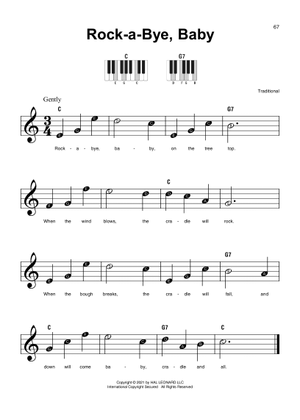 Rock-a-Bye, Baby (Lead sheet with lyrics ) Sheet Music for Piano (Solo ...
