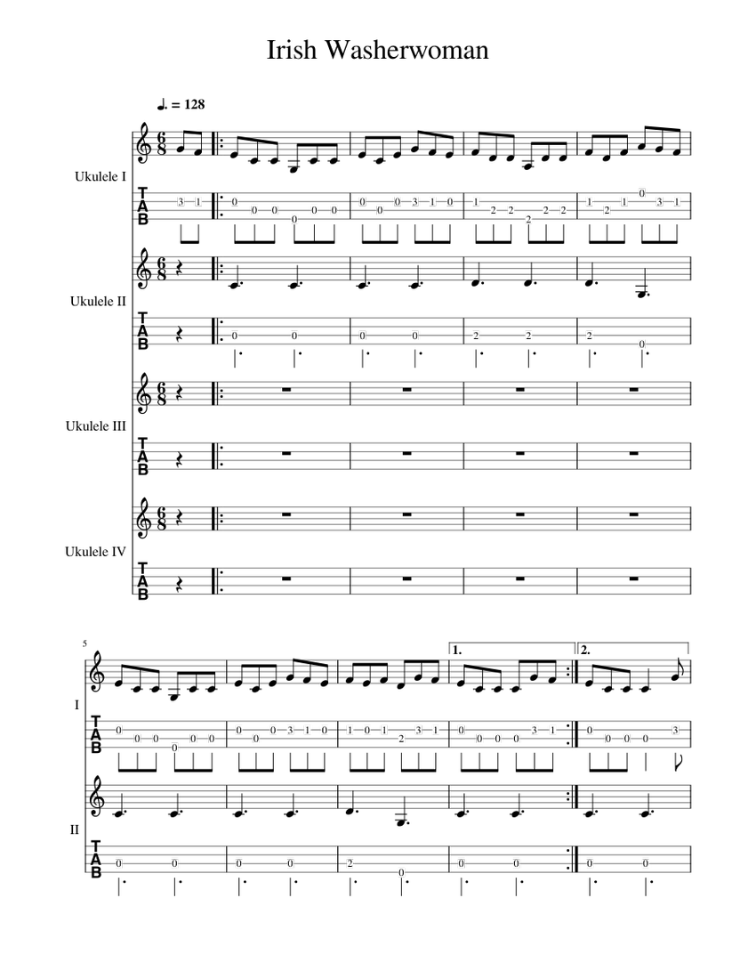 Irish Washerwoman - Ukulele Sheet music for Ukulele (Mixed Quartet ...