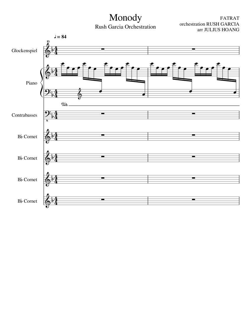 Monody - Rush Garcia (unfinished) Sheet Music for Piano, Cornet ...