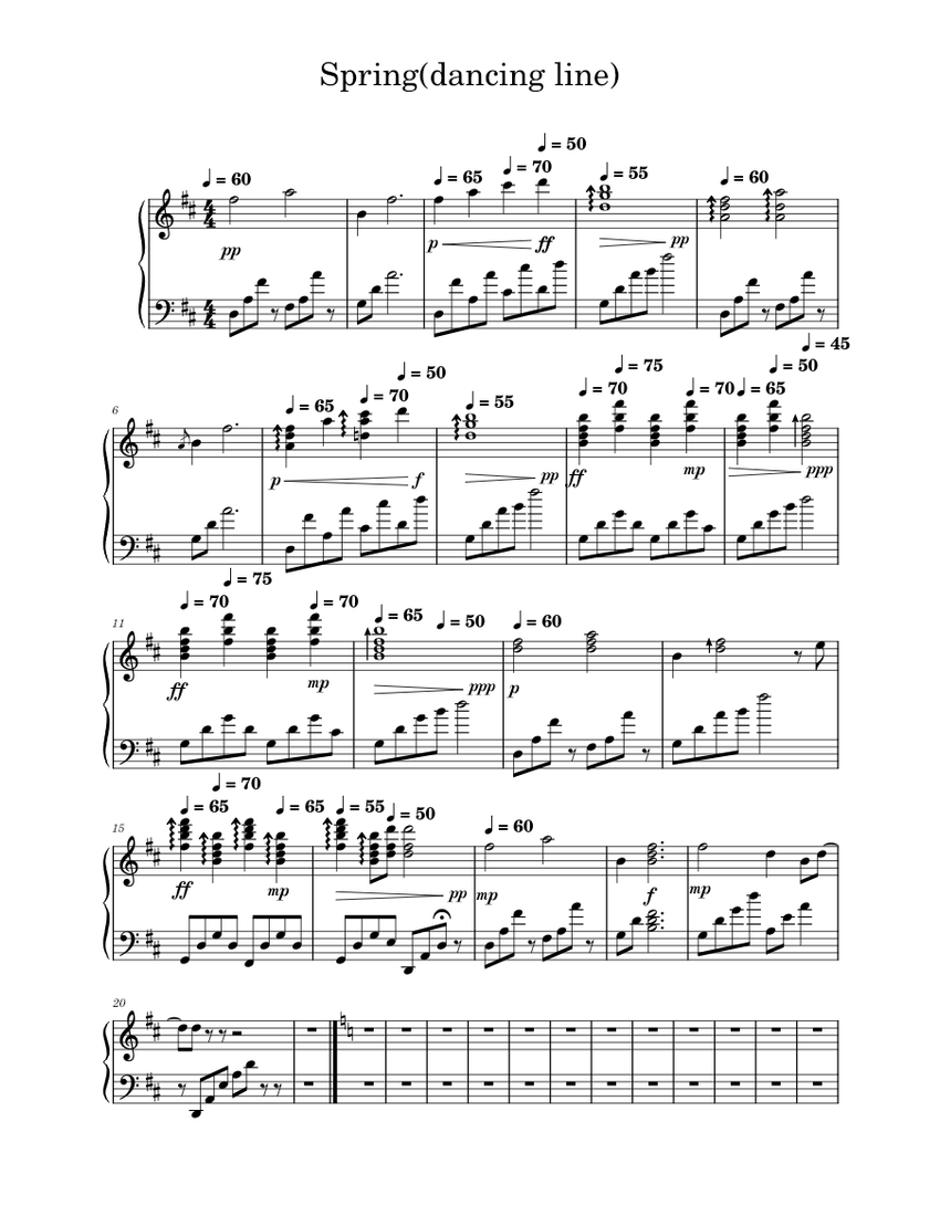 Spring(dancing line) Sheet music for Piano (Solo) | Musescore.com