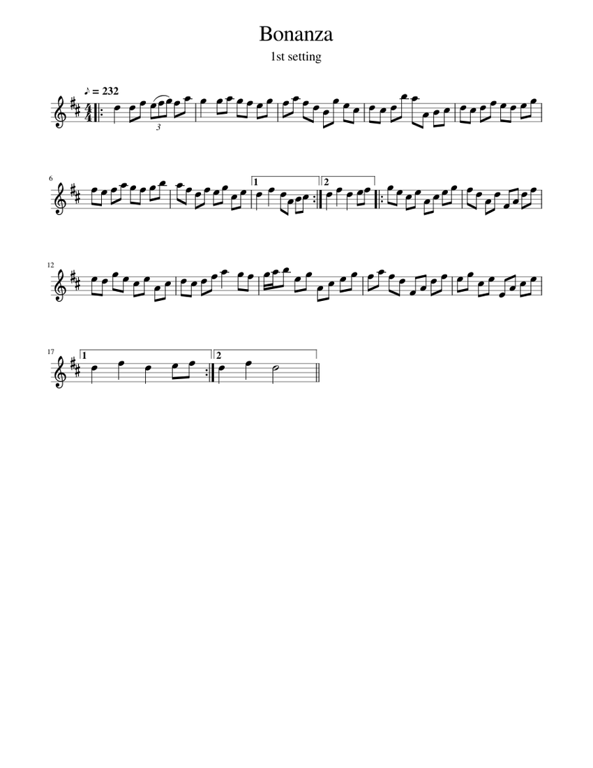 Bonanza Sheet Music for Piano (Solo) Easy | MuseScore.com