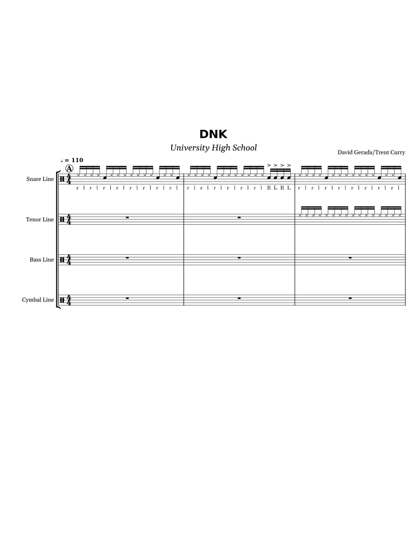 DNK Sheet music for Snare drum, Crash, Tenor drum, Bass drum (Marching ...