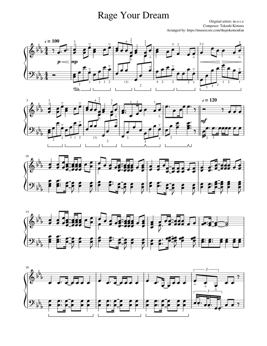 Rage Your Dream (m.o.v.e) - Initial D (Piano) Sheet music for Piano (Solo) | Musescore.com