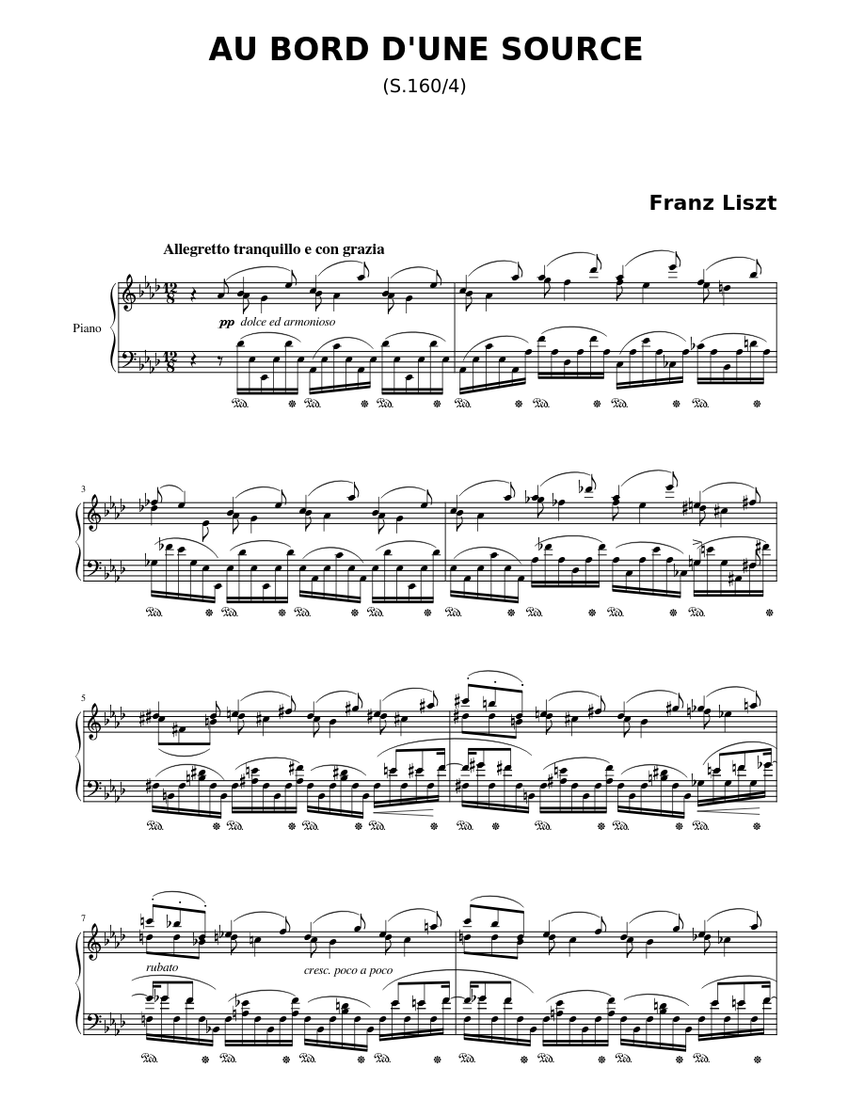 AU BORD D'UNE SOURCE – Franz Liszt Sheet music for Piano (Solo ...