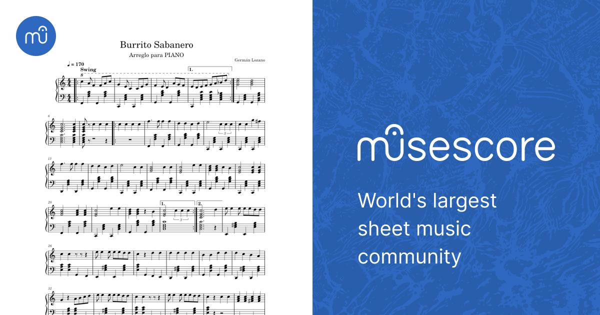 Mi burrito sabanero – Villancicos Piano Sheet music for Piano (Solo ...