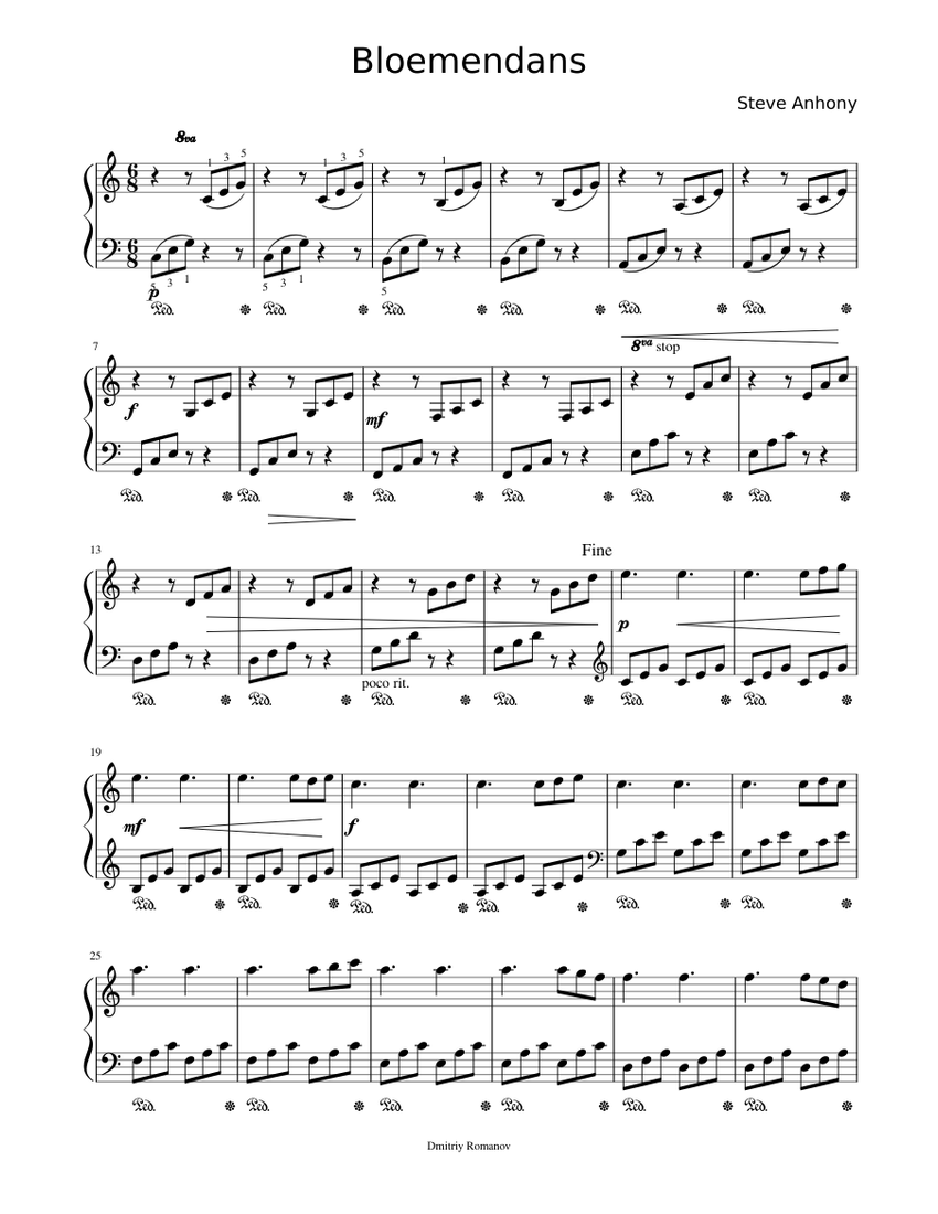 Bloemendans (dance of the flowers) - Steve Anthony Sheet Music for ...