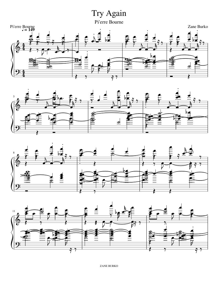 Pi'erre Bourne - Try Again Sheet music for Piano (Solo) | Musescore.com