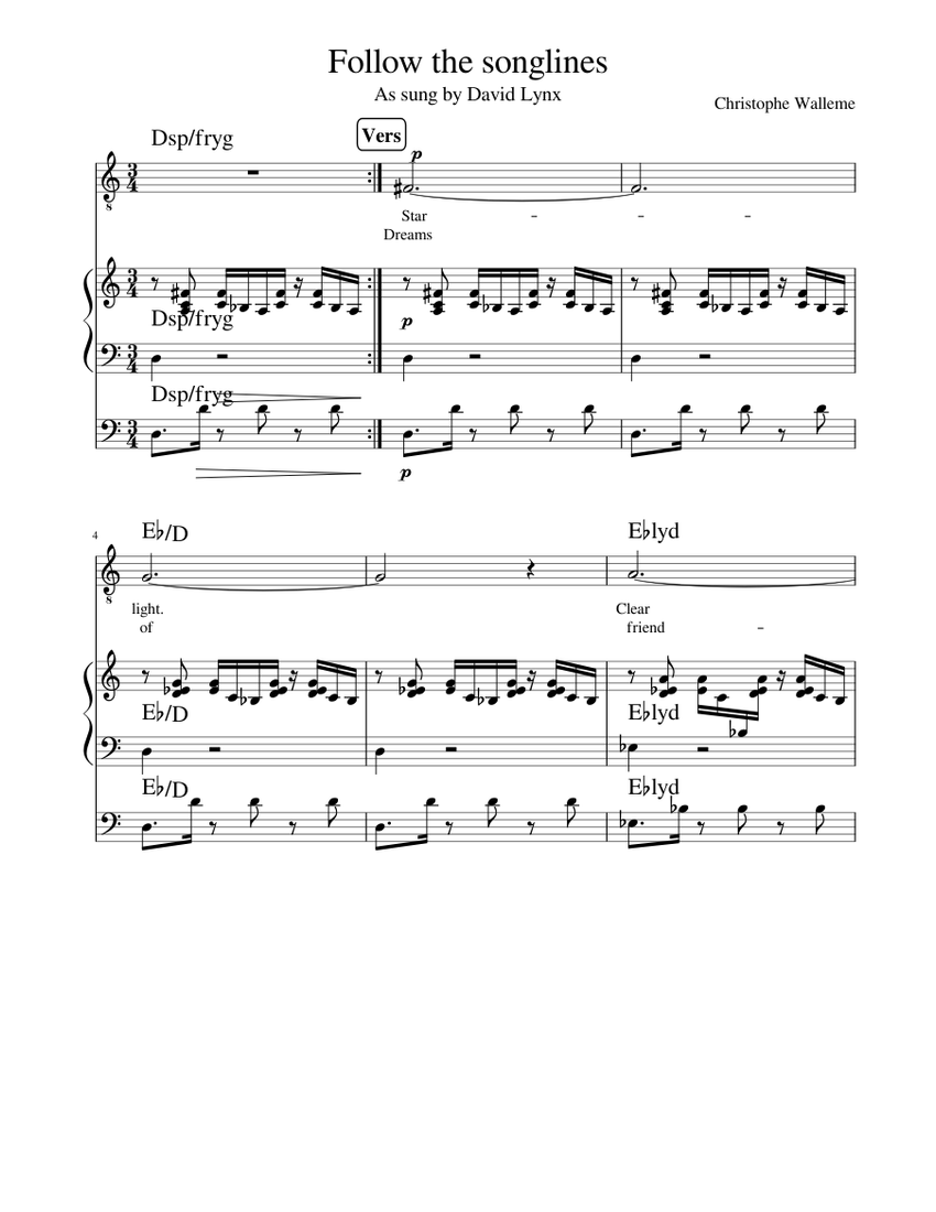 Follow the songlines Sheet music for Piano, Trombone, Bass guitar (Jazz ...