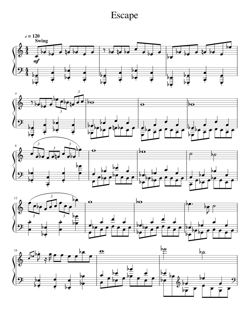 Escape Sheet music for Piano (Solo) | Musescore.com