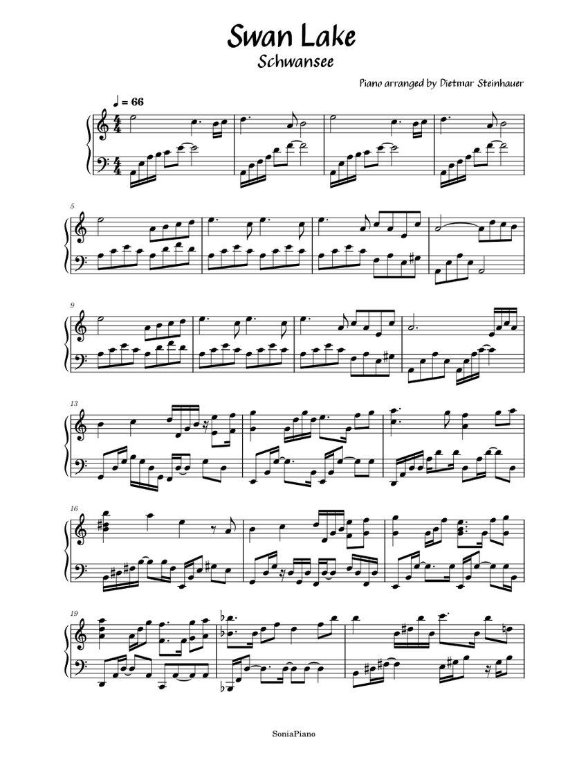 Theme from Swan Lake – Pyotr Ilyich Tchaikovsky Sheet Music for Piano (Solo) | MuseScore.com