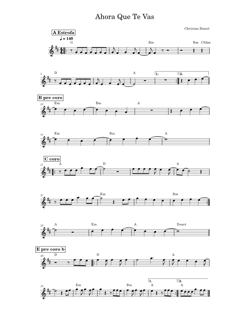 Ahora Que Te Vas – Christian Daniel Sheet Music for Piano (Solo) Easy ...