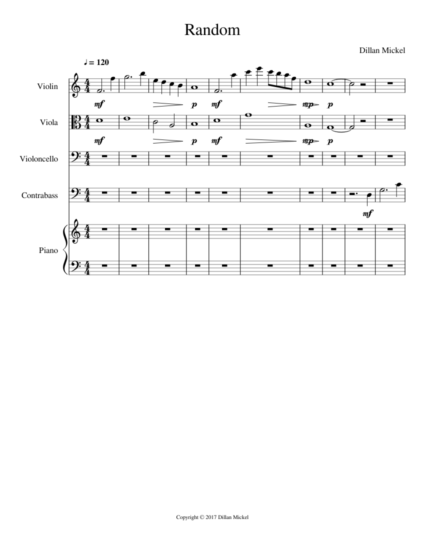 Random Sheet music for Piano, Contrabass, Violin, Viola & more ...