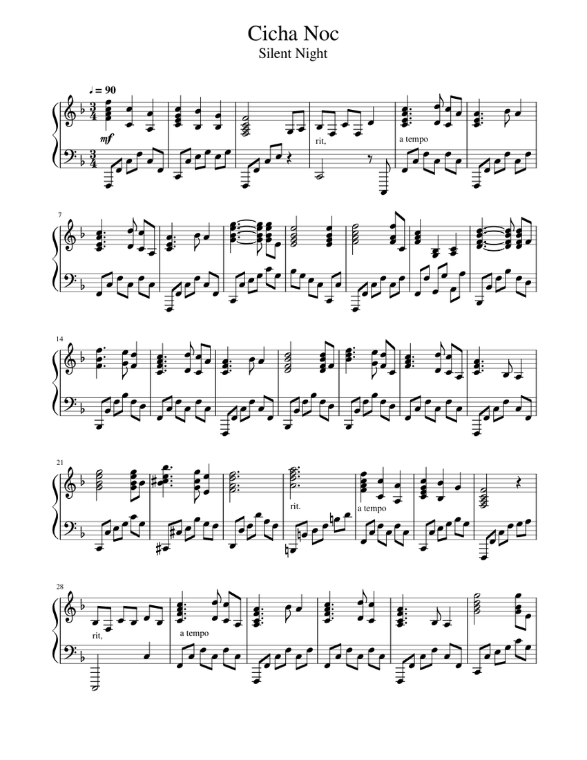 Cicha Noc (Silent Night) Sheet Music for Piano (Solo) | MuseScore.com