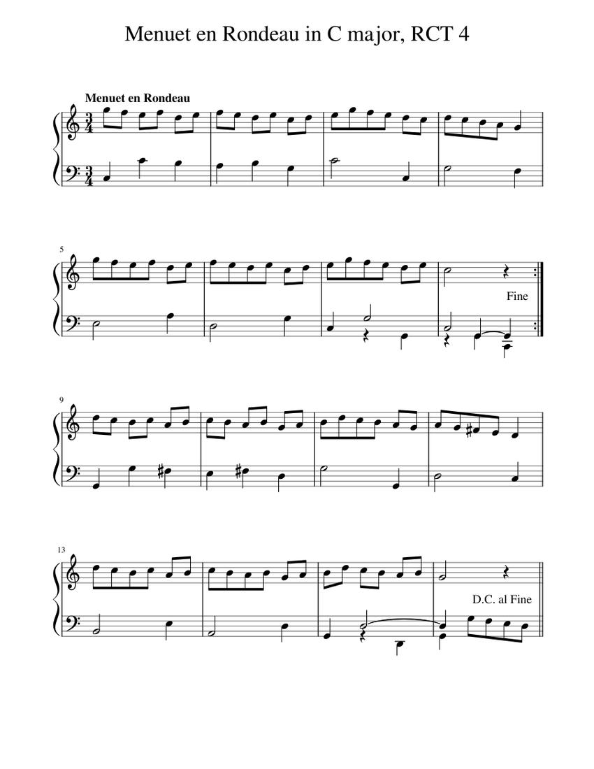 Jean-Philippe Rameau - Menuet en Rondeau in C major, RCT 4 - piano tutorial