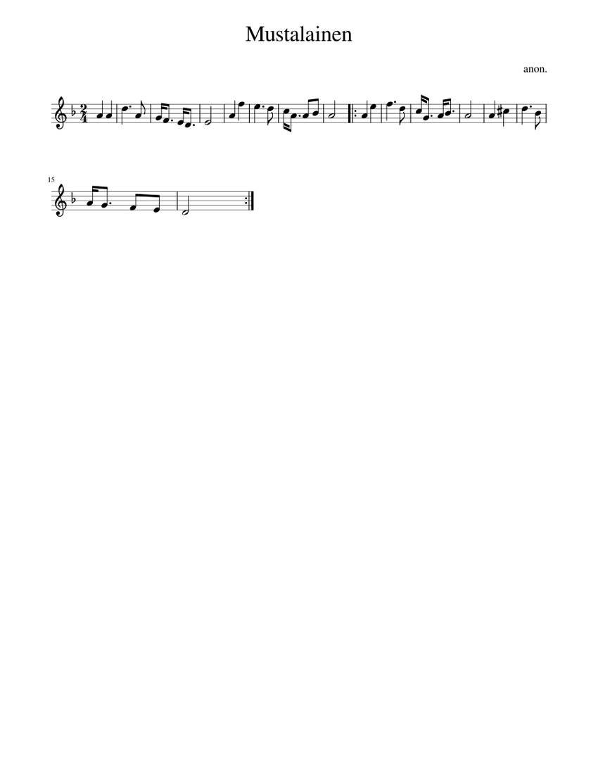 Mustalainen Sheet Music for Piano (Solo) easy | MuseScore.com