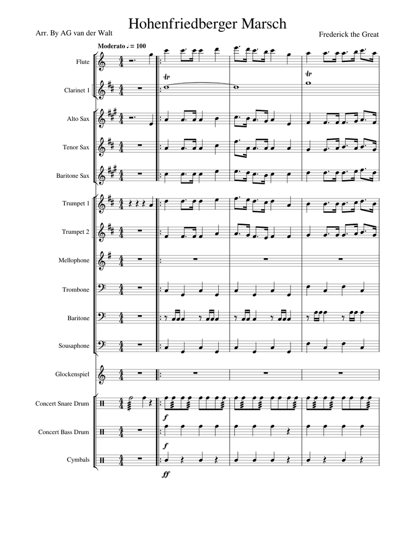 Hohenfriedberger Marsch Sheet music for Trombone, Mellophone, Flute ...