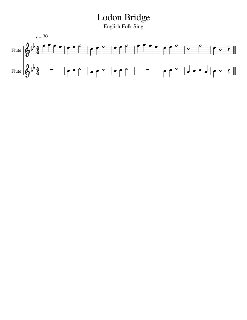 London Bridge Sheet music for Flute (Woodwind Duet) | Musescore.com
