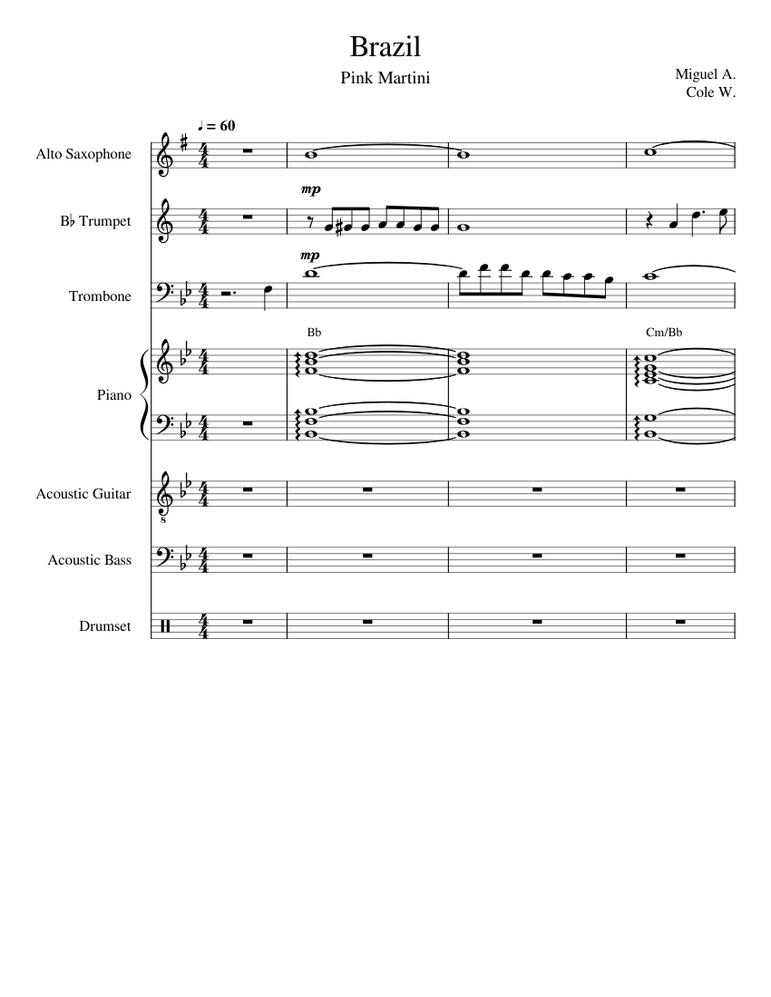 Brazil Sheet music for Piano, Trombone, Saxophone alto, Trumpet in b ...